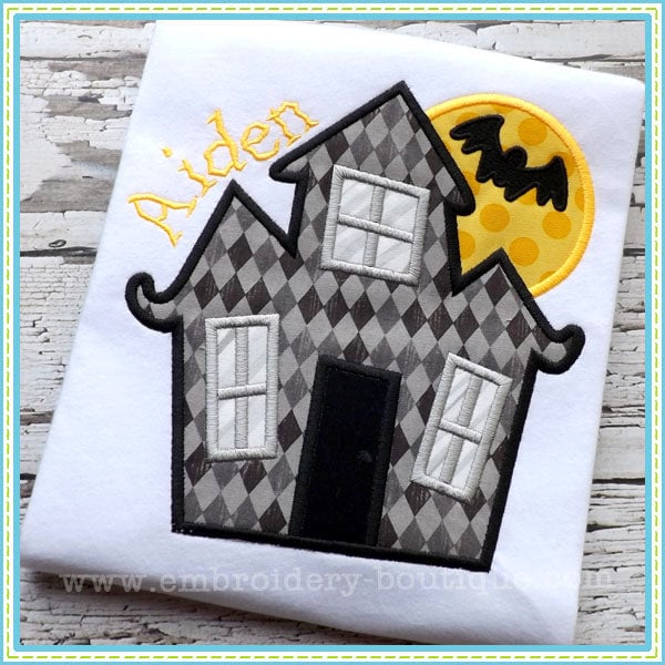 Haunted House Embroidery Design - Etsy