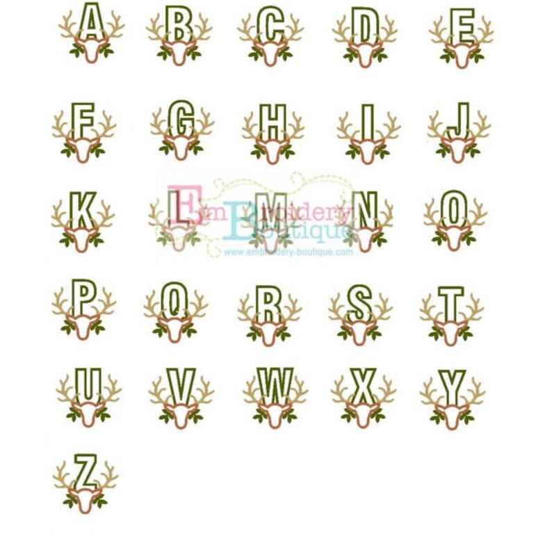 Deer Farmhouse Applique Alphabet, INSTANT DOWNLOAD, Multiple Sizes and ...