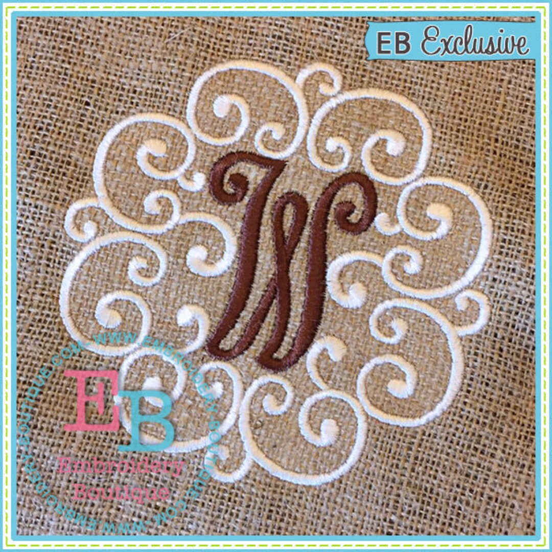 Swirled Monogram Embroidery Font, INSTANT DOWNLOAD, Multiple Sizes and ...