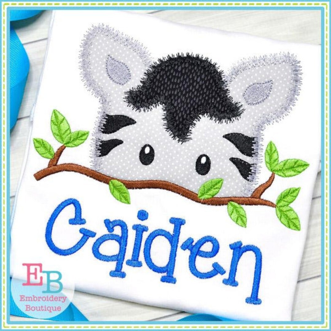 Zebra Peeker Applique, INSTANT DOWNLOAD, Multiple Sizes & Formats ...