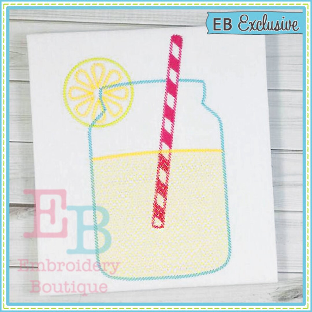 Sketch Lemonade Machine Embroidery Design: Summer Mason Jar (digital ...