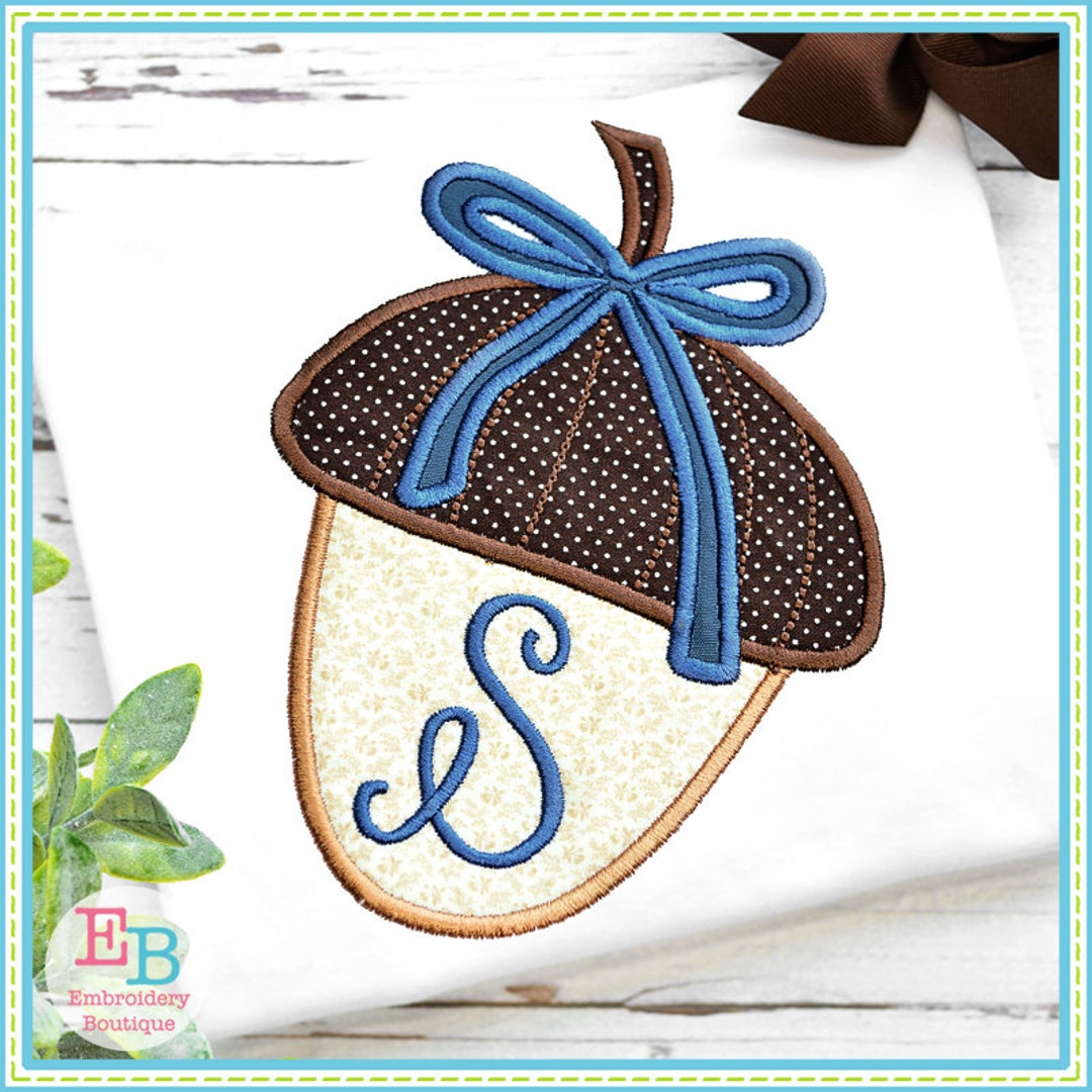 Acorn Bow Satin Applique, INSTANT DOWNLOAD, Multiple Sizes & Formats ...
