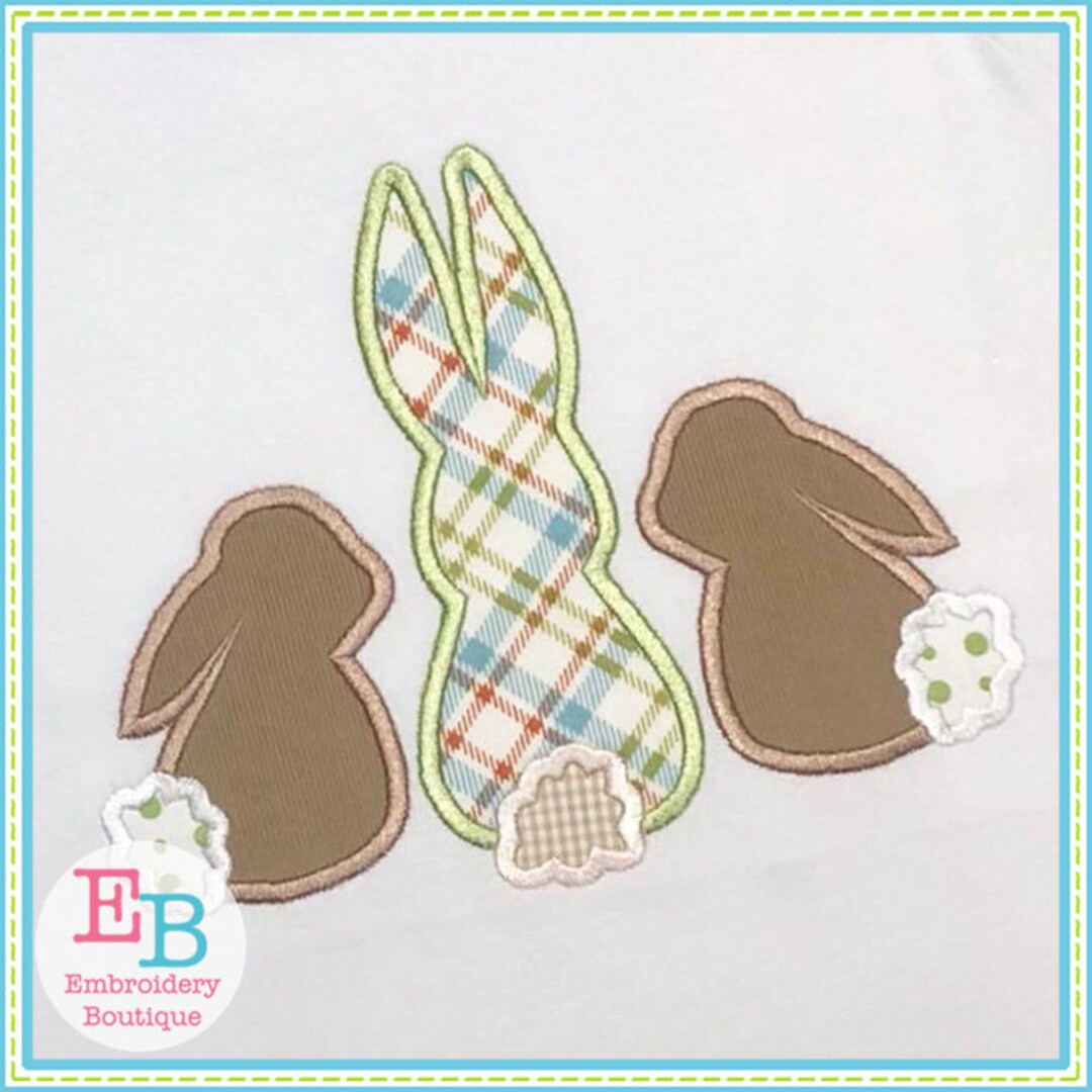 3 Bunnies Applique, INSTANT DOWNLOAD, Multiple Sizes & Formats, Machine ...