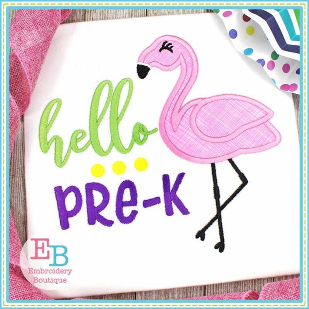 Hello Pre-k Applique, INSTANT DOWNLOAD, Multiple Sizes & Formats ...