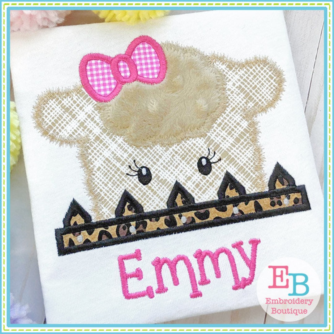 Sheep Peeker Girl on Fence Applique, INSTANT DOWNLOAD, Multiple Sizes ...