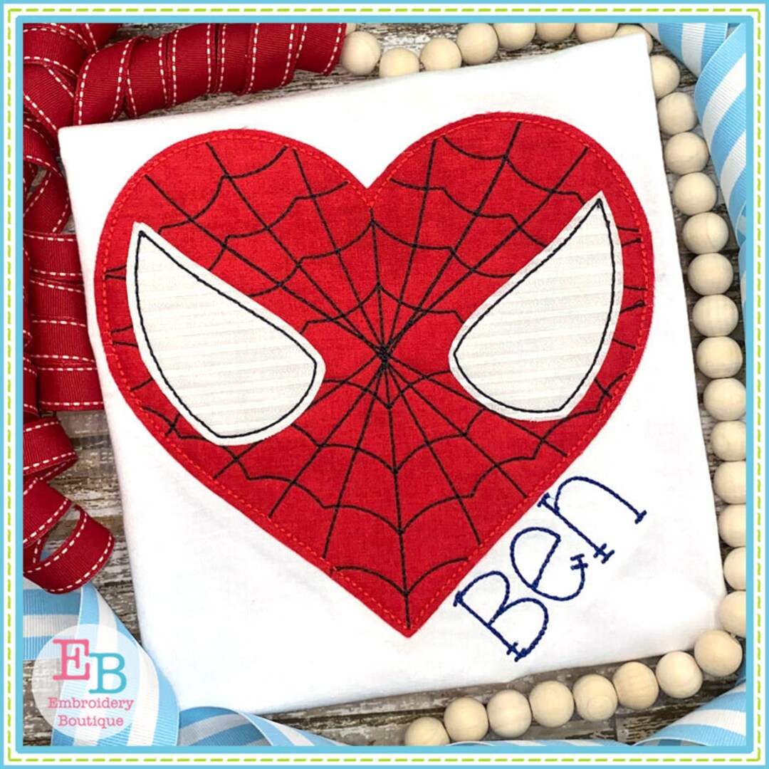 Heart Spidey Bean Stitch Applique: Machine Embroidery File (digital ...