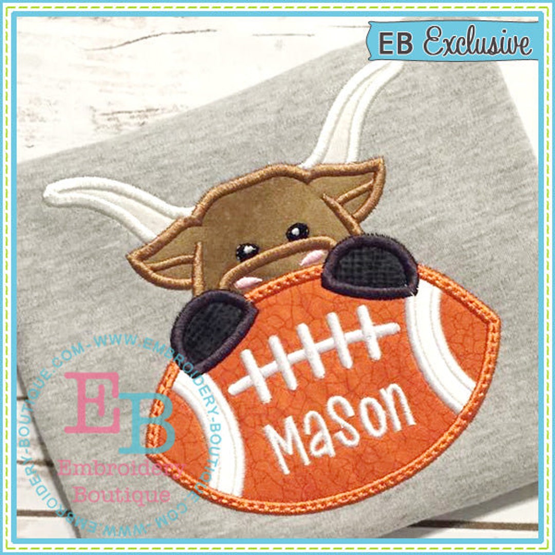 Football Longhorn Applique: Boy Sport Design (digital File) - Etsy