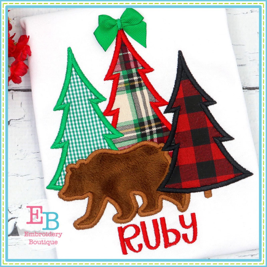 Bear Trees Satin Applique Design, INSTANT DOWNLOAD, Multiple Sizes and ...