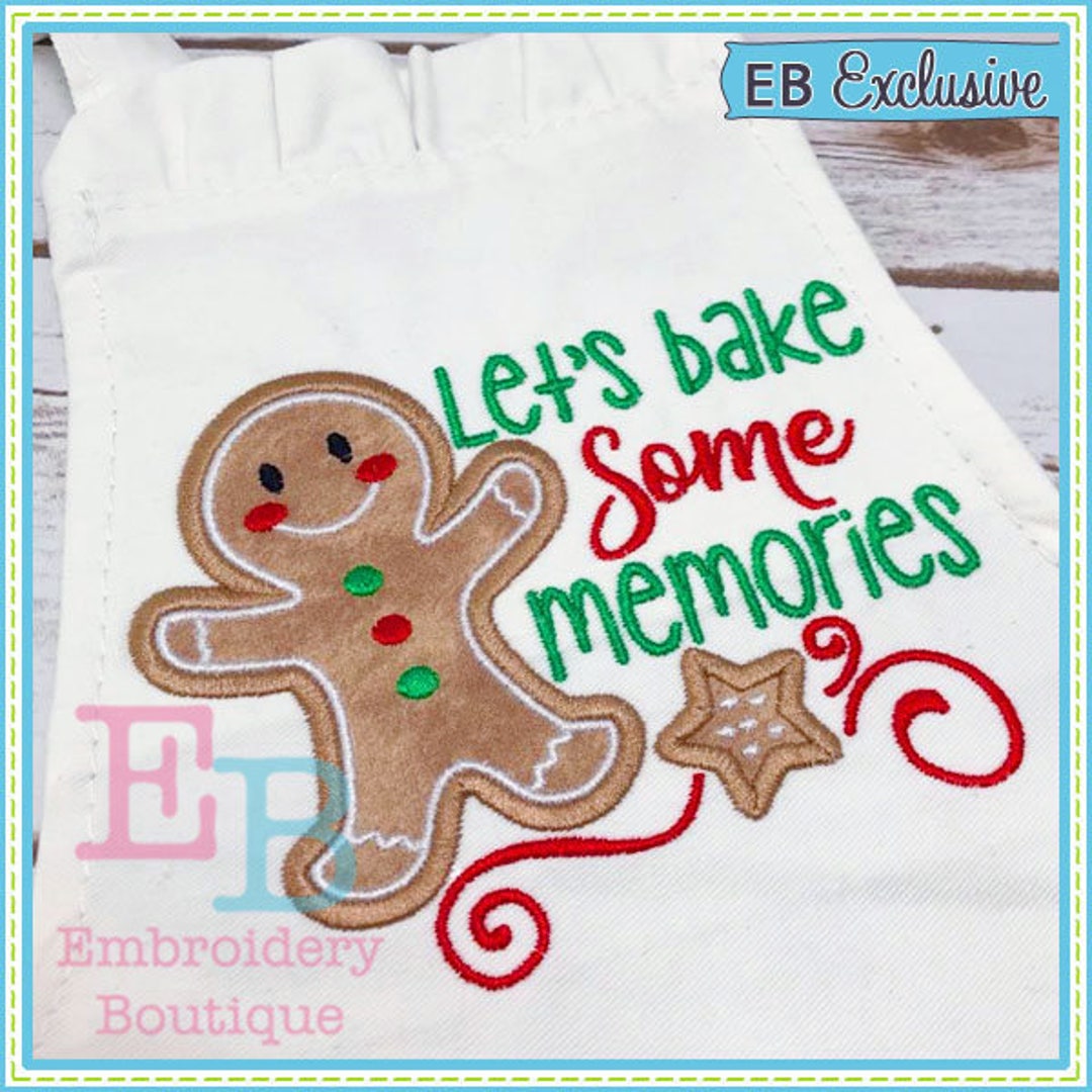 Christmas Cooking Applique: Gingerbread Man Embroidery Design (digital ...