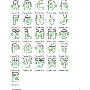 Frankie Applique Alphabet: Halloween Machine Embroidery Design (instant ...