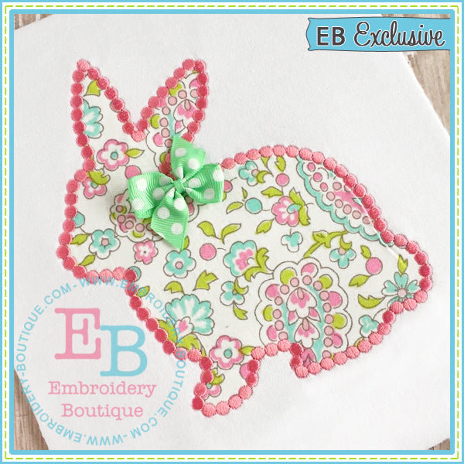 Dotted Bunny Outline Applique, INSTANT DOWNLOAD, Multiple Sizes ...