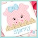Pig Peeker Girl on Fence Applique, INSTANT DOWNLOAD, Multiple Sizes ...