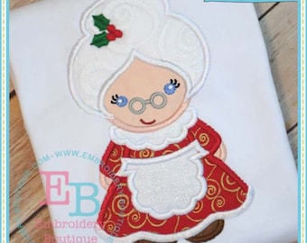 Mrs Claus Applique Embroidery Design 4 Sizes, Mrs Claus Applique, Santa ...