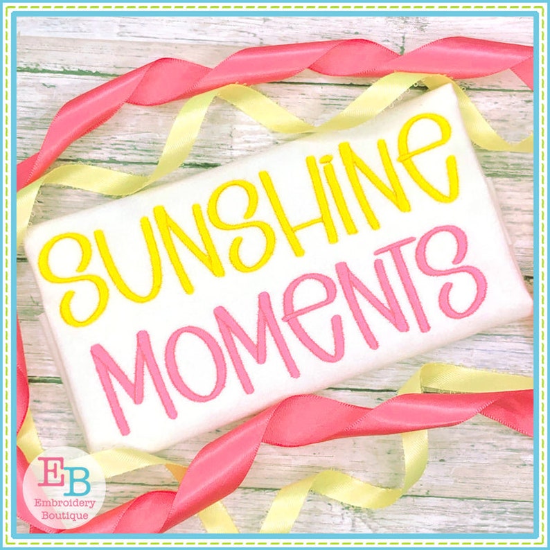 Sunshine Moments Embroidery Font: Satin Stitch Letters (digital ...