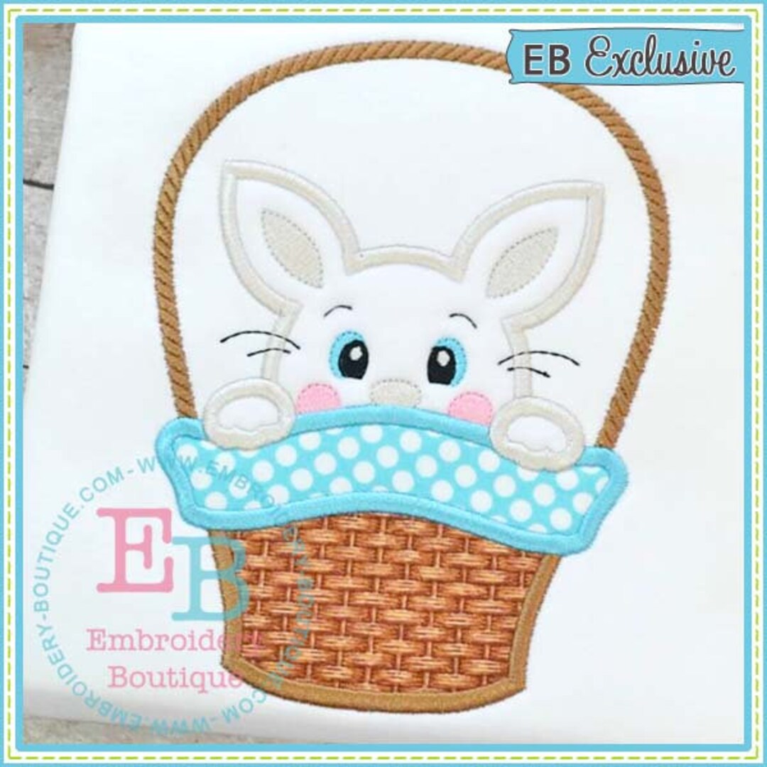 Bunny Peeker Basket Boy Applique, INSTANT DOWNLOAD, Multiple Sizes ...
