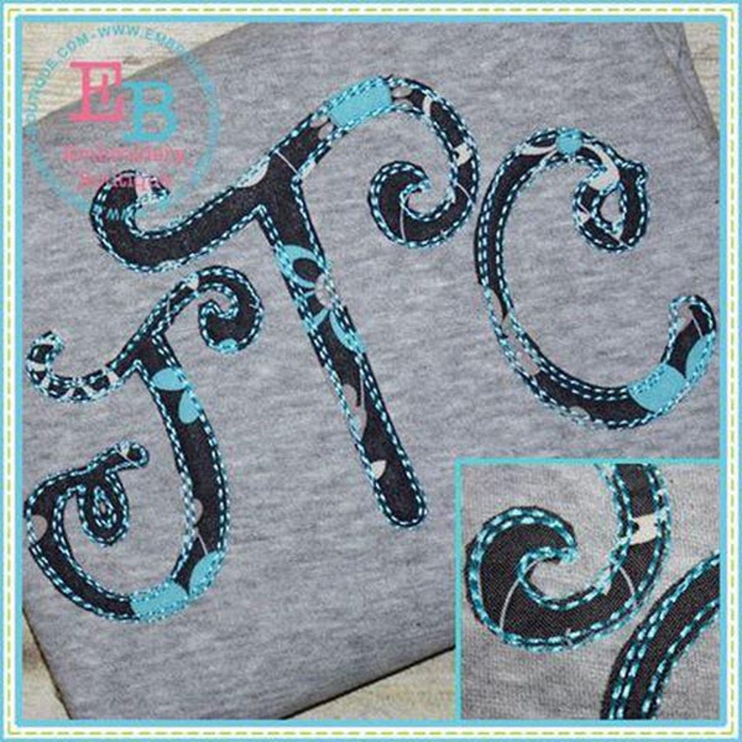 Scribble Applique Alphabet: Machine Embroidery Digital Design (instant ...