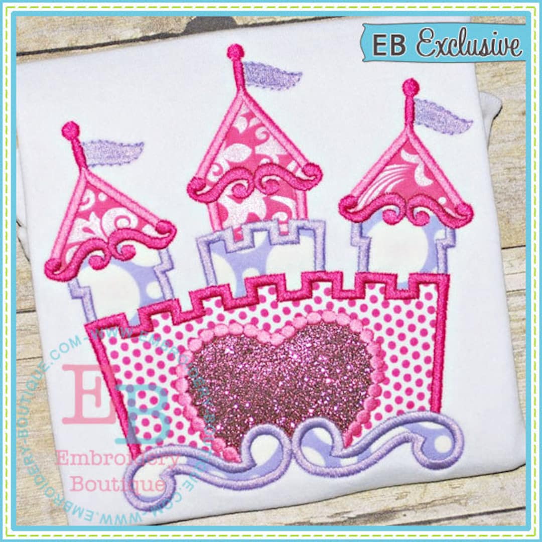 Princess Castle Applique: Machine Embroidery Digital Design (5x7, 6x10 ...