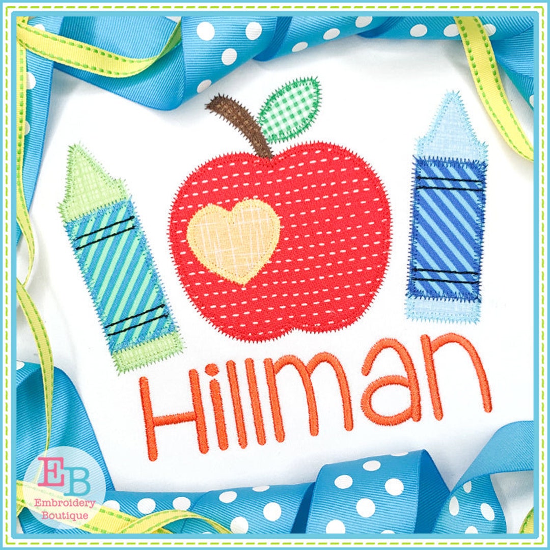 Apple Crayons Zigzag Applique, INSTANT DOWNLOAD, Multiple Sizes ...