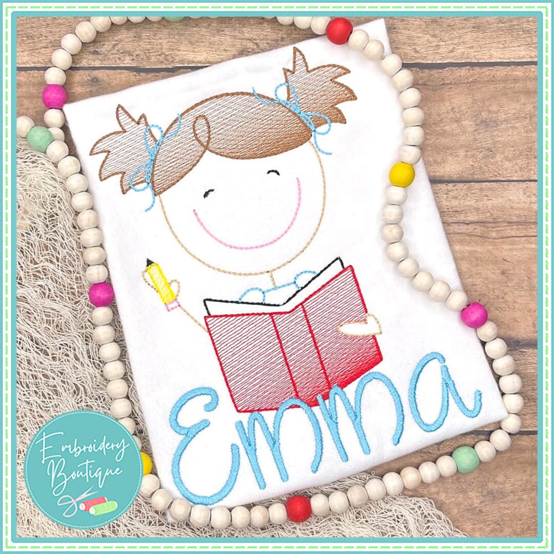 School Girl Sketch Design, INSTANT DOWNLOAD, Multiple Sizes & Formats ...