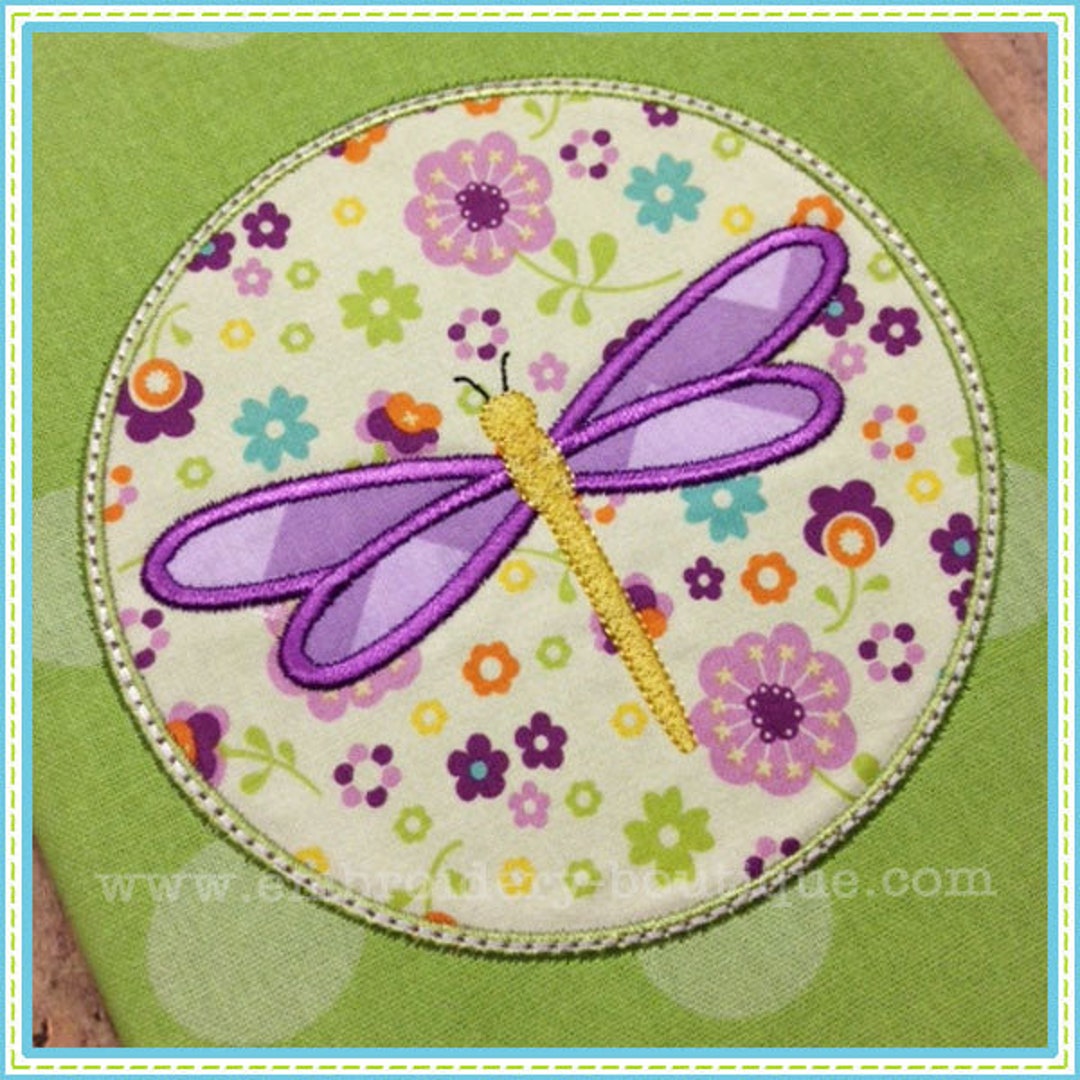 Dragonfly Patch Applique, INSTANT DOWNLOAD, Multiple Sizes & Formats ...