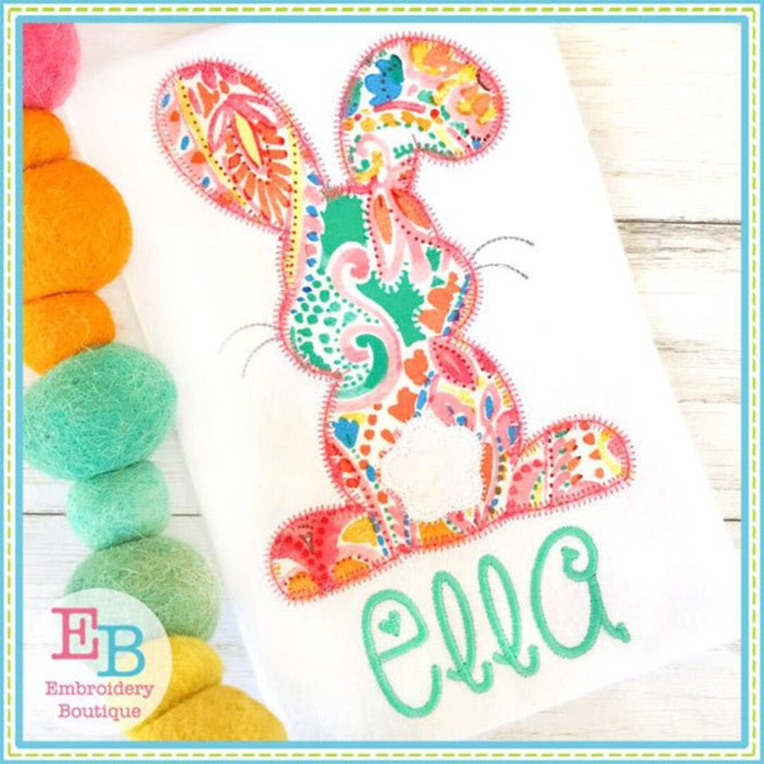 Bunny Backside Zigzag Applique: Easter Embroidery Design (digital File ...