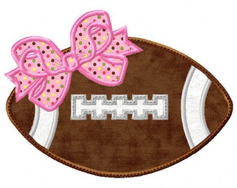 Digital Machine Embroidery Design Football With Bow Applique - Etsy