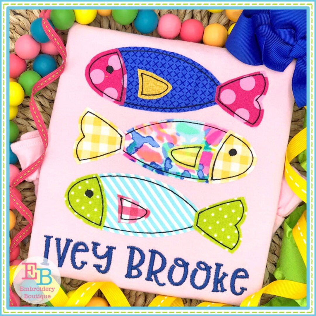 Fish Applique: Bean Stitch Machine Embroidery Design (digital File) - Etsy