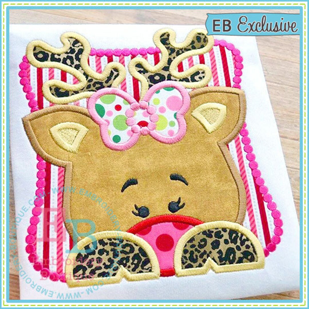 Girl Rudolph Peeker Applique, INSTANT DOWNLOAD, Multiple Sizes ...