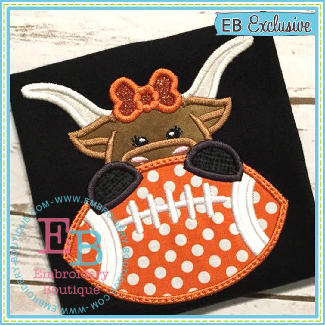 Football Longhorn Girl Applique: Machine Embroidery Digital File ...