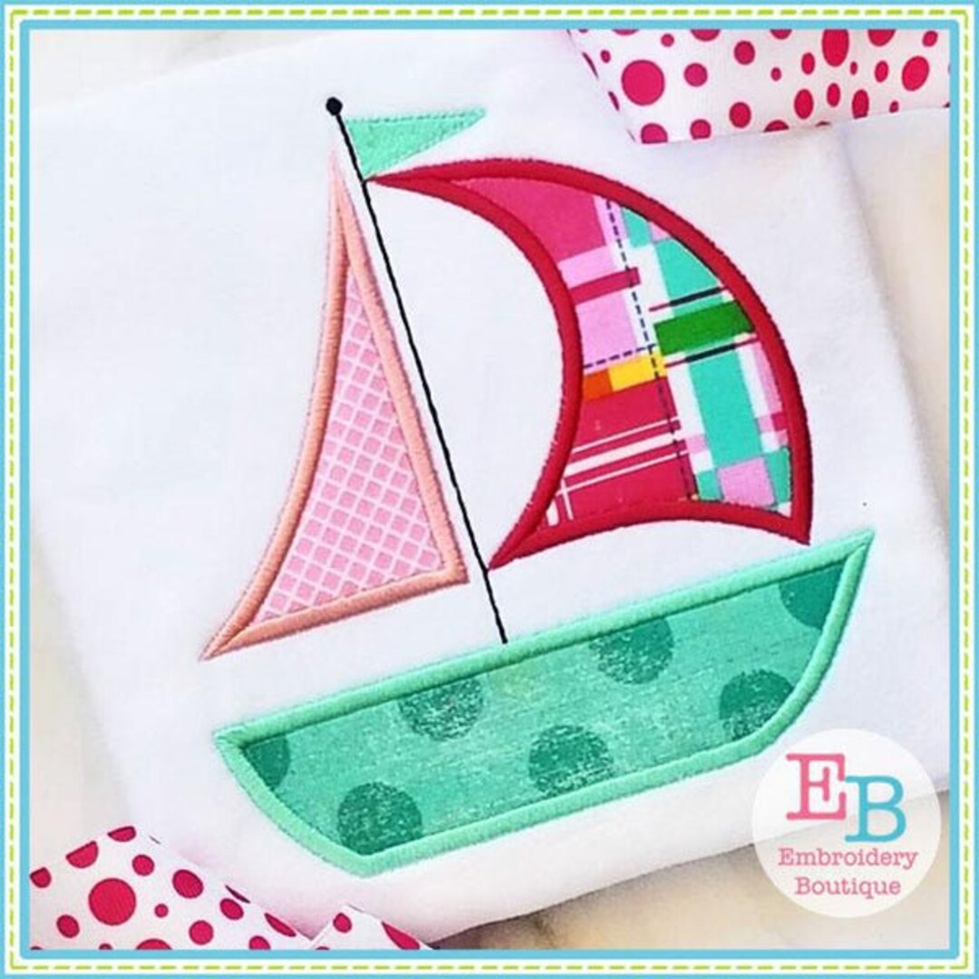 Sailboat 3 Applique, INSTANT DOWNLOAD, Multiple Sizes & Formats ...