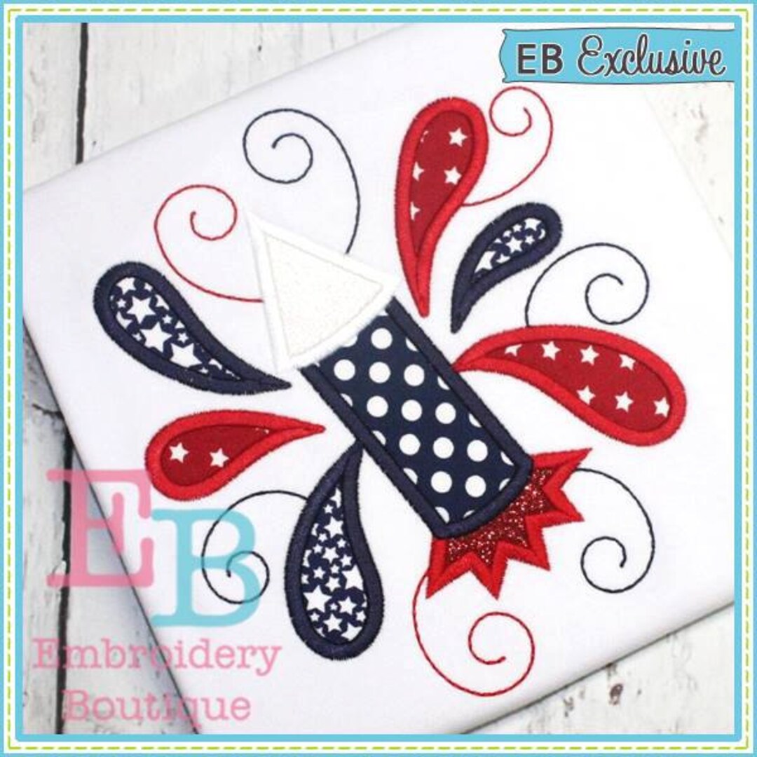 Swirly Firework Applique Design, 4th July, INSTANT DOWNLOAD, Multiple ...