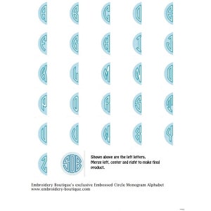 Embossed Circle Monogram Embroidery Font: Machine Embroidery Digital ...