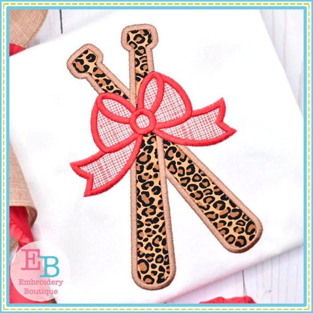 Baseball Bats Bow Satin Applique, INSTANT DOWNLOAD, Multiple Sizes ...