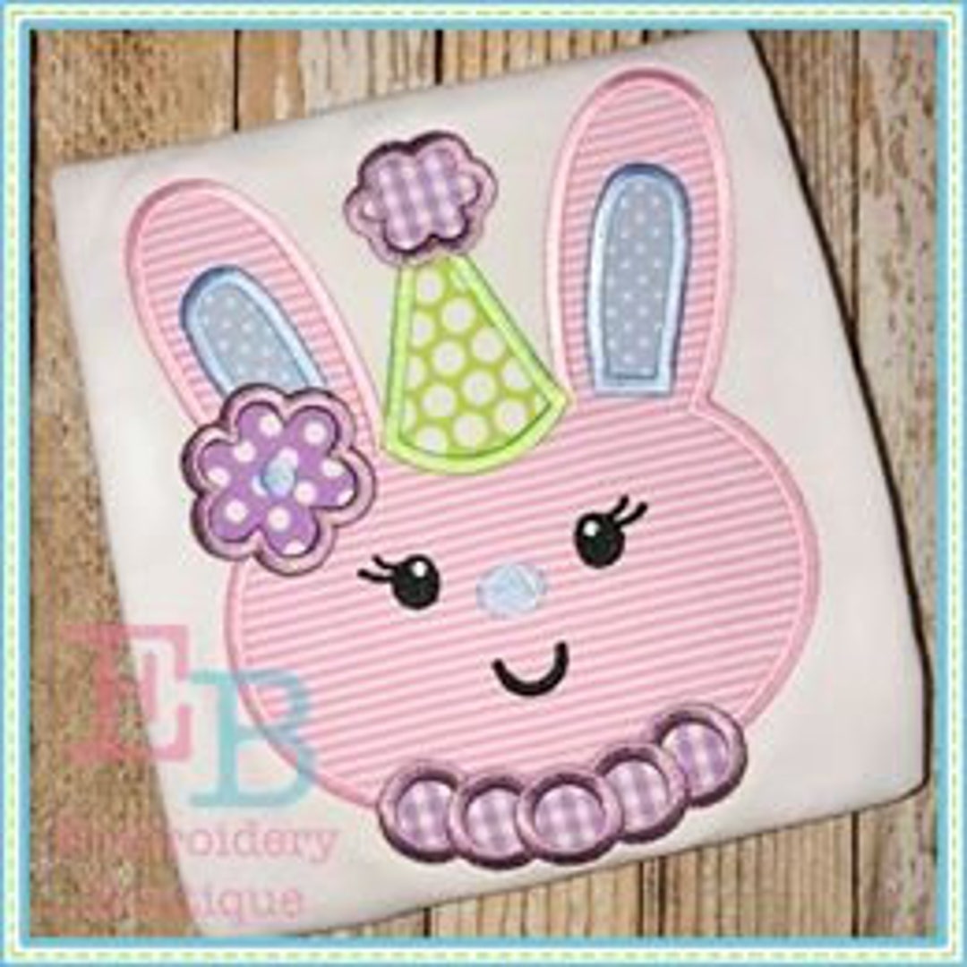Bunny Girl Birthday Applique, INSTANT DOWNLOAD, Multiple Sizes ...