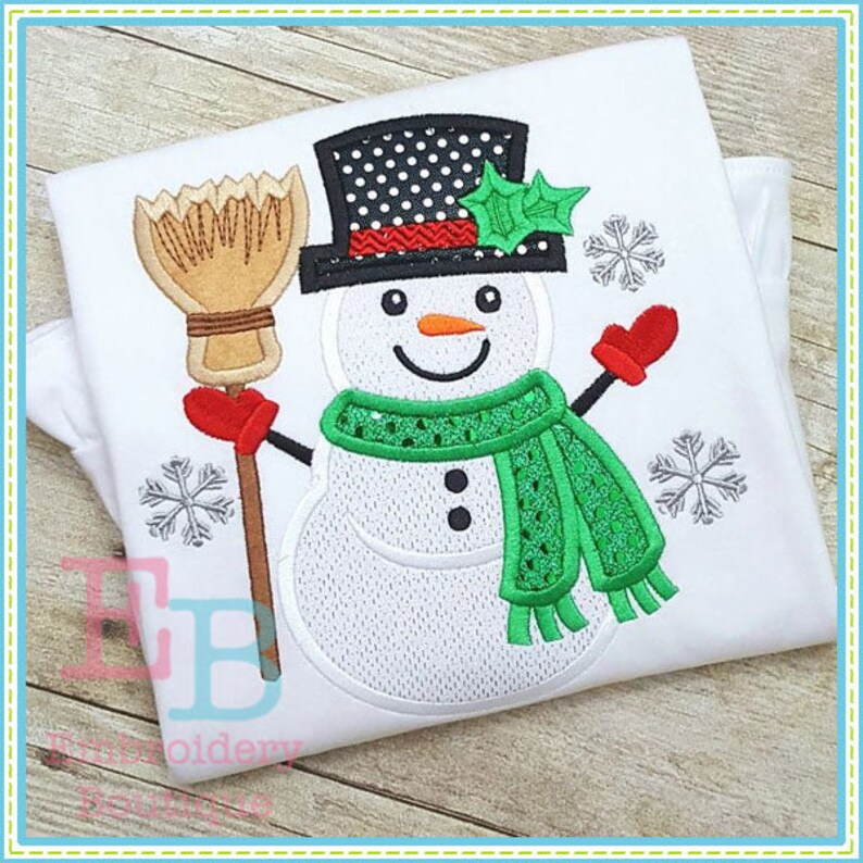 Snowman Broom Applique: Christmas Winter Design (digital File) - Etsy