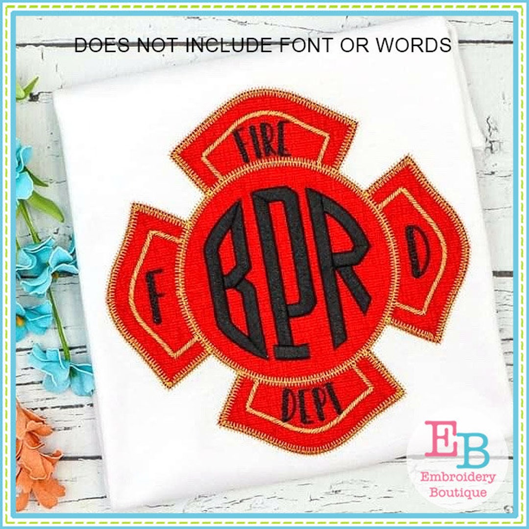 Fire Badge Applique, INSTANT DOWNLOAD, Multiple Sizes & Formats ...