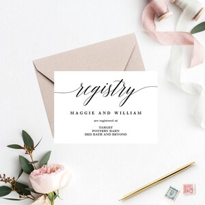 Registry Cards Editable Template Printable PDF Modern Script Wedding Registry Cards MSC - Etsy