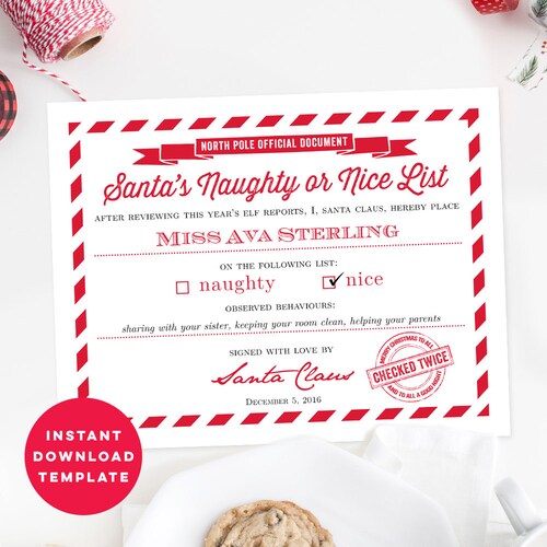 Custom Santa's Naughty or Nice List Certificate - Etsy UK