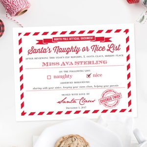 Custom Santa's Naughty or Nice List Certificate - Printable Letter From ...