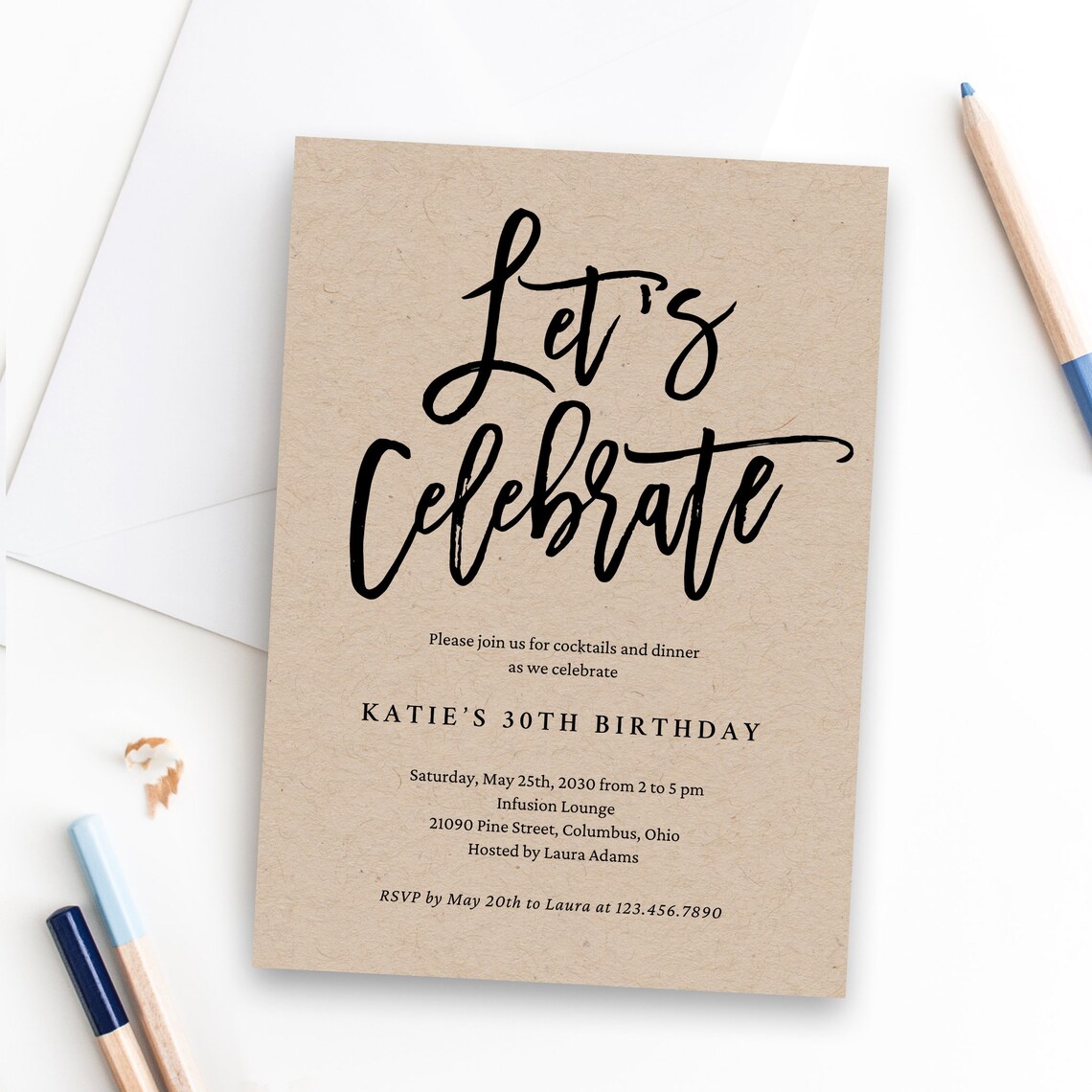Let's Celebrate Party Invitation Canva Template - Instant Download ...