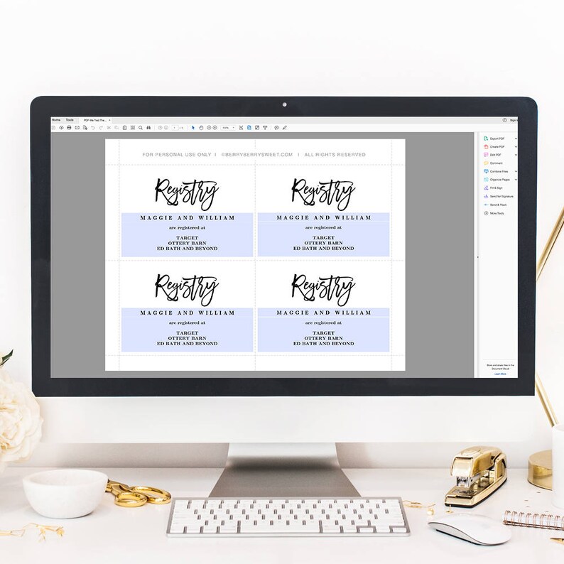 Registry Cards Editable Template Printable PDF BRUSHED - Etsy