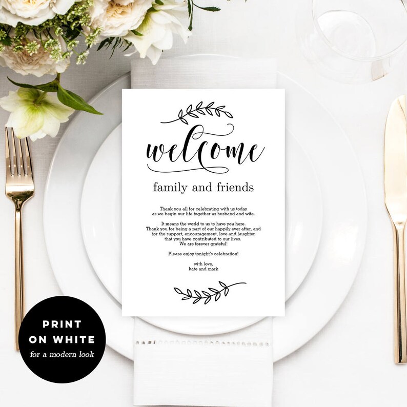 Printable Wedding Welcome Card Wedding Welcome Bag Wedding - Etsy