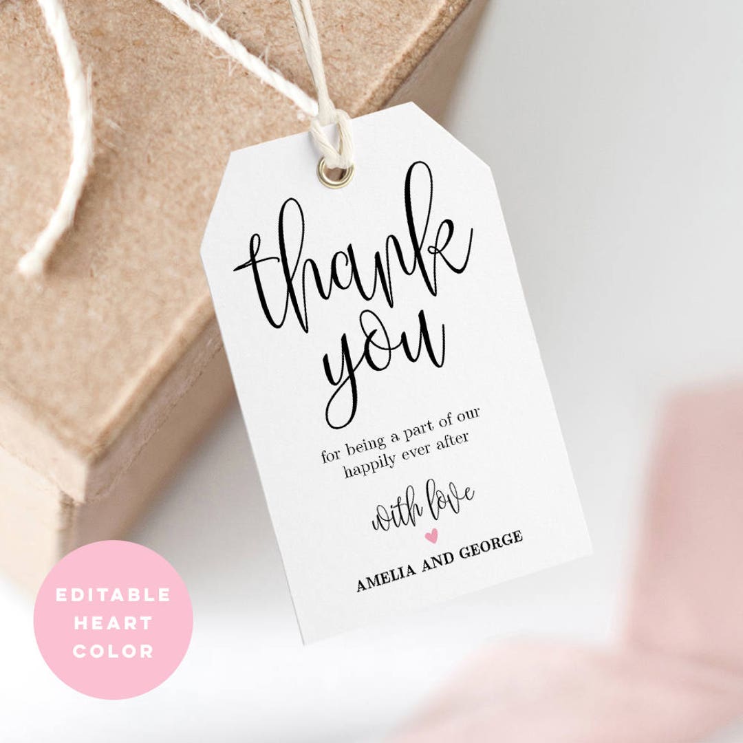 Printable Wedding Thank You Tag, Wedding Favor Tag, Wedding Welcome Bag ...