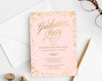 Editable Color Graduation Invitation and Announcement | Etsy