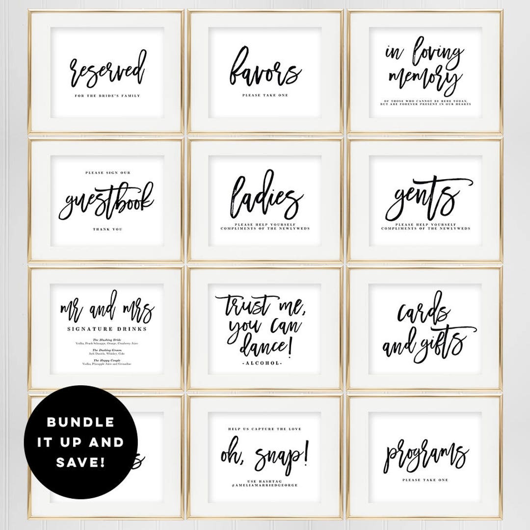 BUNDLE DEAL Wedding Sign Templates Set Printable Wedding Signs Includes ...