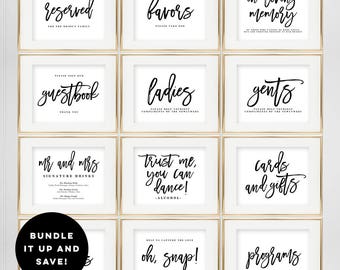 BUNDLE DEAL Wedding Sign Templates Set Printable Wedding | Etsy