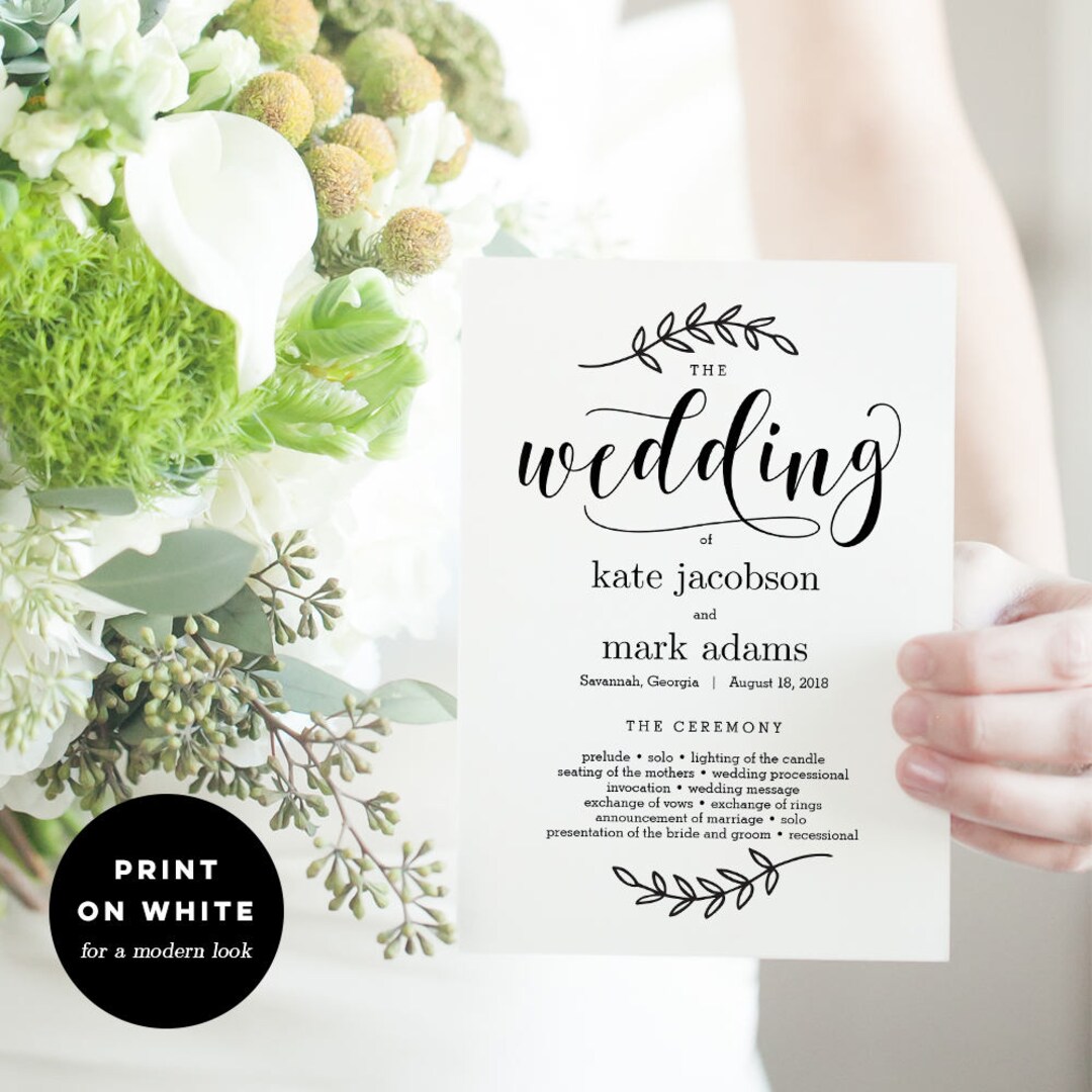 Wedding Program Fan or Flat Double-sided Program Templates - Etsy
