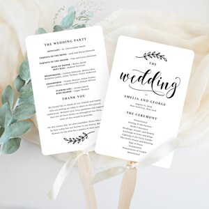 Wedding Program Fan or Flat Double-sided Program Templates - Printable ...