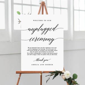 Unplugged Ceremony Wedding Sign - Editable Canva Template Instant ...