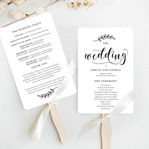 Wedding Program Fan or Flat Double-sided Program Templates - Printable ...